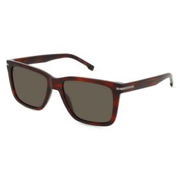 HUGO BOSS Boss 1598/S | Herren-Sonnenbrille | Fassung: Vollrand, Quadratisch, Acetat, Braun Horn | Glasfarbe: Grau