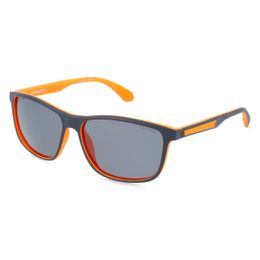 Superdry SDS 5014 | Unisex-Sonnenbrille | Fassung: Vollrand, Quadratisch, Kunststoff, Blau Orange | Glasfarbe: Grau