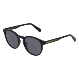 Calvin Klein CKJ22643S | Unisex-Sonnenbrille | Fassung: Vollrand, Panto, Kunststoff, Schwarz Gl&auml;nzend | Glasfarbe: Grau