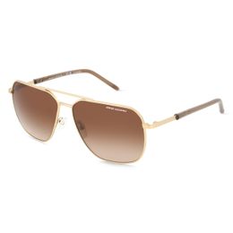 Emporio Armani 0AX2057S | Herren-Sonnenbrille | Fassung: Vollrand, Pilot, Metall, Gold Matt | Glasfarbe: Braun Verlaufend