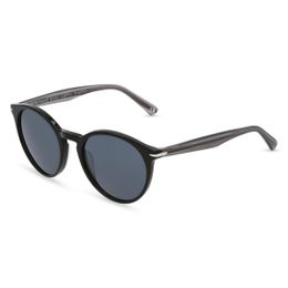 Botaniq 7007 | Unisex-Sonnenbrille | Fassung: Vollrand, Panto, Acetat, Schwarz Gl&auml;nzend | Glasfarbe: Grau