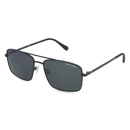 Emporio Armani AX2054S | Herren-Sonnenbrille | Fassung: Vollrand, Pilot, Metall, Schwarz Matt | Glasfarbe: Grau
