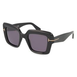 Tom Ford Tom Ford FT1157 ESME | Unisex-Sonnenbrille | Fassung: Vollrand, Quadratisch, Acetat, Schwarz Gl&auml;nzend | Glasfarbe: Grau