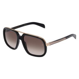 David Beckham DB 7101/S | Herren-Sonnenbrille | Fassung: Vollrand, Pilot, Acetat, Schwarz Gold | Glasfarbe: Braun Verlaufend