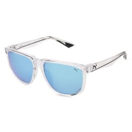 Puma PU0441S | Unisex-Sonnenbrille | Fassung: Vollrand, Rund, Acetat Spritzguss, Wei&szlig; | Glasfarbe: Blau
