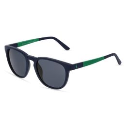Polo by Ralph Lauren PH4182U | Herren-Sonnenbrille | Fassung: Vollrand, Panto, Kunststoff, Blau Matt | Glasfarbe: Grau