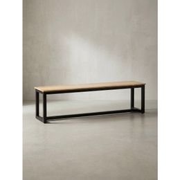 KADIMA DESIGN Esszimmerbank Massivholz Metall Loft-Stil ohne Lehne, Akazie 160x40x45 cm