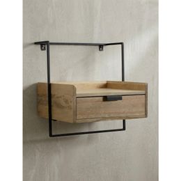KADIMA DESIGN Nachttisch Mango Massivholz Wandmontage Schublade Boxspringbett, Beige 44x35x45 cm