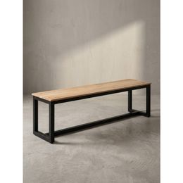 KADIMA DESIGN Esszimmerbank Massivholz Metall Loft-Stil ohne Lehne, Akazie 120x40x45 cm