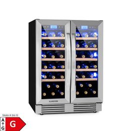Klarstein Vinovilla 42 Twin Built-In Duo Weink&uuml;hlschrank 2 Zonen 126l 42 Fl Glas Edelstahl 42 Flaschen 2 K&uuml;hlzonen