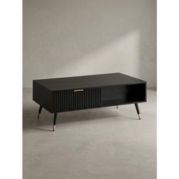 KADIMA DESIGN Couchtisch Schwarz Eiche-Dekor mit Stauraum 110x60x43 cm Metallbeine