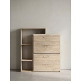 KADIMA DESIGN Schuhkipper &ndash; Sonoma Eiche, 85x24x93 cm, 2 F&auml;cher, f&uuml;r ca. 12 Paar Schuhe