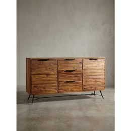 KADIMA DESIGN Sideboard &ndash; Mango Massivholz/Metall, 160x40x88 cm, mit T&uuml;ren, Schubladen