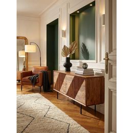 KADIMA DESIGN Lowboard Massivholz Modern Stil 140x54x33 cm mit vier T&uuml;ren