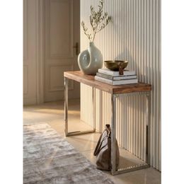 KADIMA DESIGN Konsolentisch Massivholz Metallbeine Landhausstil GUNA, Akazie 45x120x77 cm