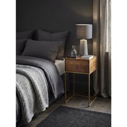 KADIMA DESIGN Nachttisch &ndash; Mango Massivholz/Metall, 40x75,5x35 cm, 1 Schublade, Stauraum