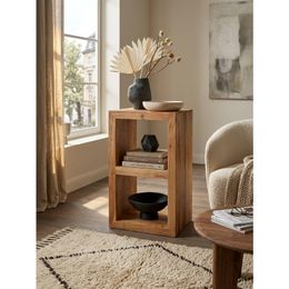 KADIMA DESIGN Regal Massivholz 2 B&ouml;den Landhausstil MUMBAI, Akazie 50x35x88 cm