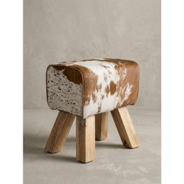 KADIMA DESIGN Sitzhocker &ndash; Ziegenfell, 40x30x47 cm, Turnbock-Design, Braun/Wei&szlig;