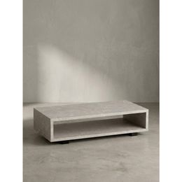 KADIMA DESIGN Couchtisch in Stein-Optik Modern mit Stauraum Rechteckig Schlicht, Beige 100x50x25 cm