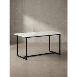 KADIMA DESIGN Esstisch Marmoroptik Metall Rechteckig Modern Klein, Wei&szlig; 120x60x76 cm
