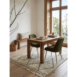 KADIMA DESIGN Esstisch Massivholz Rechteckig Zeitlos MUMBAI, Dunkelbraun 60x120x76 cm