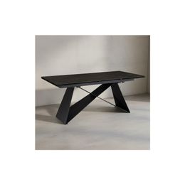 KADIMA DESIGN Esstisch Ausziehbar Keramik Glas Marmoroptik Rechteckig Gro&szlig;, Schwarz 180x95x78 cm