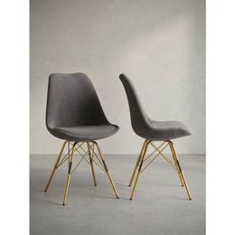 KADIMA DESIGN Esszimmerstuhl 2er Set Cordstoff mit Metallgestell Schalenform Skandinavisch gepolstert, Anthrazit 48x58x85 cm