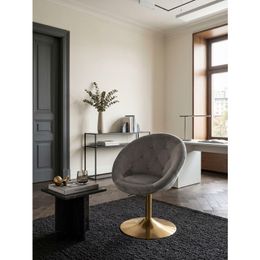 KADIMA DESIGN Loungesessel Samt mit R&uuml;ckenlehne, drehbar im modernen Design, Grau 67x62x100 cm