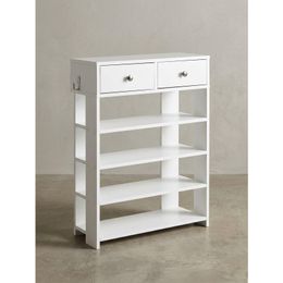 KADIMA DESIGN Schuhregal &ndash; Wei&szlig;, 60x79x24 cm, 4 F&auml;cher, 2 Schubladen, Flurregal