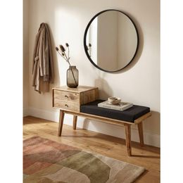 KADIMA DESIGN Sitzbank &ndash; Stoff/Massivholz, 120x65x40 cm, Retro-Stil, Schwarz, mit Stauraum