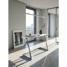 KADIMA DESIGN Konsolentisch &ndash; Hochglanz Wei&szlig;/Silber, 120x55x76 cm, mit Metallbeinen, modern