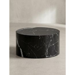 KADIMA DESIGN Couchtisch mit Hochglanz-Oberfl&auml;che, Marmor-Optik, Design rund, Schwarz 60x60x30 cm
