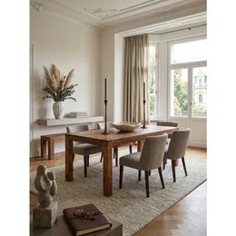 KADIMA DESIGN Esstisch Massivholz Rechteckig Zeitlos MUMBAI, Dunkelbraun 200x100x76 cm