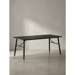 KADIMA DESIGN Esstisch Marmoroptik Metall Rechteckig Modern Klein, Schwarz 120x60x76 cm