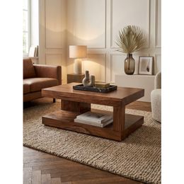 KADIMA DESIGN Couchtisch in Braun, Massivholz, Modernes Design, 90x60x40 cm