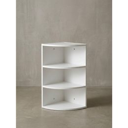 KADIMA DESIGN Eckregal Holz Wandmontage Runder Front Modern, Wei&szlig; 30x30x60 cm