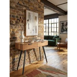 KADIMA DESIGN Konsolentisch &ndash; Akazie Massivholz/Metall, 90x78x36 cm, mit Schubladen, modern