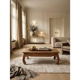 KADIMA DESIGN Couchtisch aus Massivholz im Landhausstil, nat&uuml;rliches Design, Dunkelbraun 110x60x40 cm