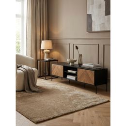 KADIMA DESIGN Lowboard Schwarz Eiche-Dekor Modern Stil 163x45x40 cm mit zwei T&uuml;ren