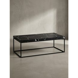 KADIMA DESIGN Couchtisch in Stein-Optik mit Metallbeinen, Modernes Design, Rechteckig, Gro&szlig;, Schwarz 120x60x38 cm