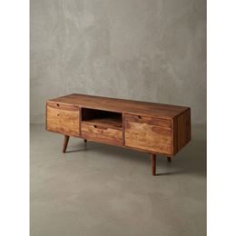 KADIMA DESIGN Lowboard Massivholz Landhausstil 135x51x45 cm mit Schublade und 2 T&uuml;ren