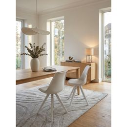 KADIMA DESIGN Stuhl 2er Set Kunstleder Wei&szlig; gepolstert mit Beinen Wei&szlig; im skandinavischen Stil