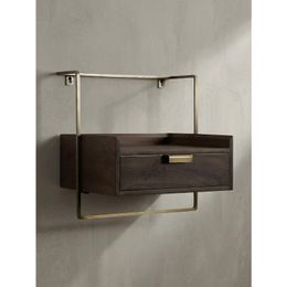 KADIMA DESIGN Nachttisch Mango Massivholz Wandmontage Schublade Boxspringbett, Braun 44x35x45 cm