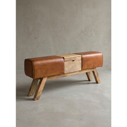 KADIMA DESIGN Sitzbank &ndash; Leder, 120x29x53 cm, mit Klappfach, Turnbock-Design