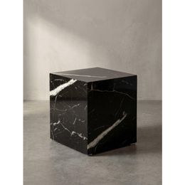 KADIMA DESIGN Couchtisch MONOBLOC in Hochglanz mit Marmor-Optik, W&uuml;rfelform, Schwarz 40x40x45 cm