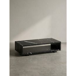 KADIMA DESIGN Couchtisch in Stein-Optik Modern mit Stauraum Rechteckig Schlicht, Schwarz 100x50x25 cm