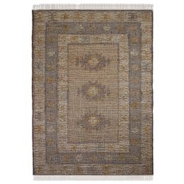 KADIMA DESIGN Flachgewebe-Teppich Kelim-Stern Natur 140 x 200 cm - BERMEO Kadima