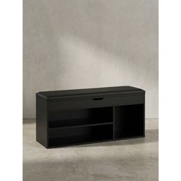 KADIMA DESIGN Schuhbank &ndash; Kunstleder/Holz, 104x51x32 cm, Schwarz, mit Stauraum