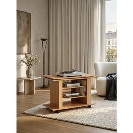KADIMA DESIGN TV Board &ndash; Buche drehbar rollbar 75x38x51 cm