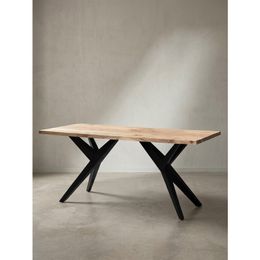 KADIMA DESIGN Esstisch Massivholz Metall Rechteckig Loft-Stil, Akazie 200x100x76 cm